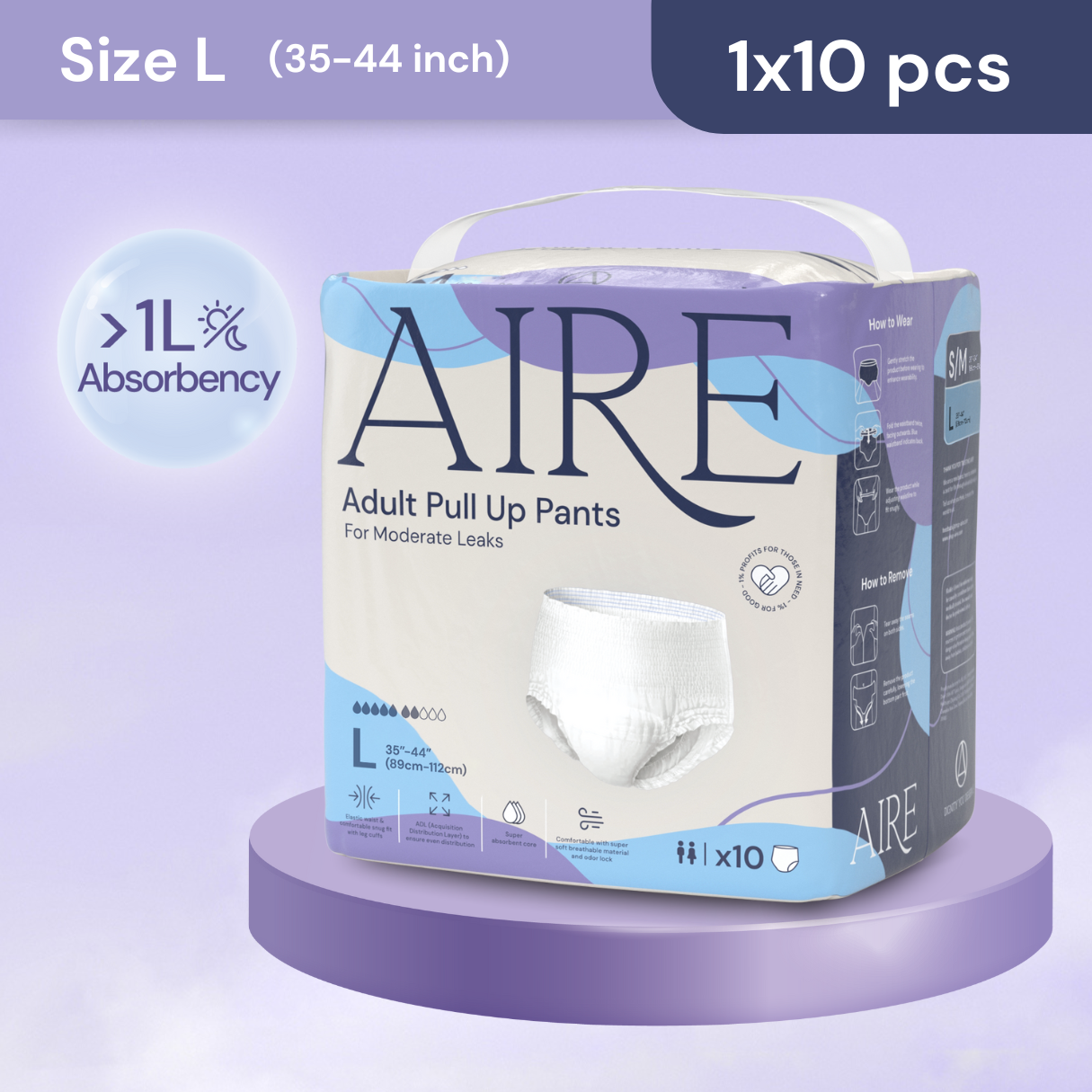 Adult Diaper L Size, Adult Pull Up Large Pant (10pcs) – Aire